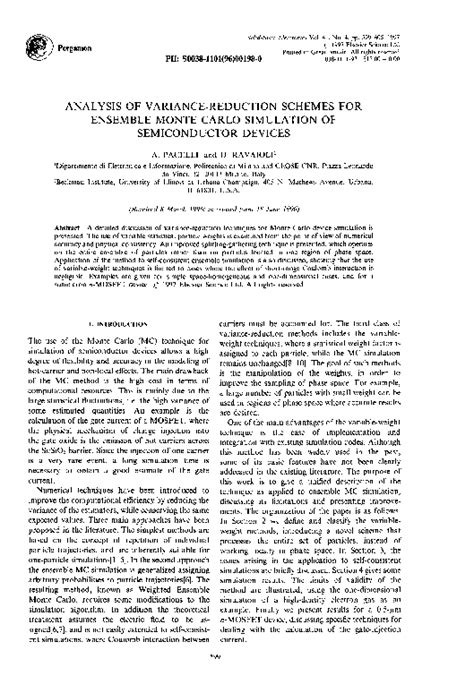 Pdf Analysis Of Variance Reduction Schemes For Ensemble Monte Carlo Simulation Of