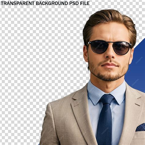 Premium Psd A Man Wearing Sunglasses And A Blue Tie Stands In Front