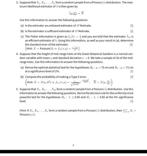Solved Suppose That X X Xn Form A Random Sample From Chegg