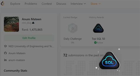 anum mateen on linkedin leetcode sql achievementunlocked