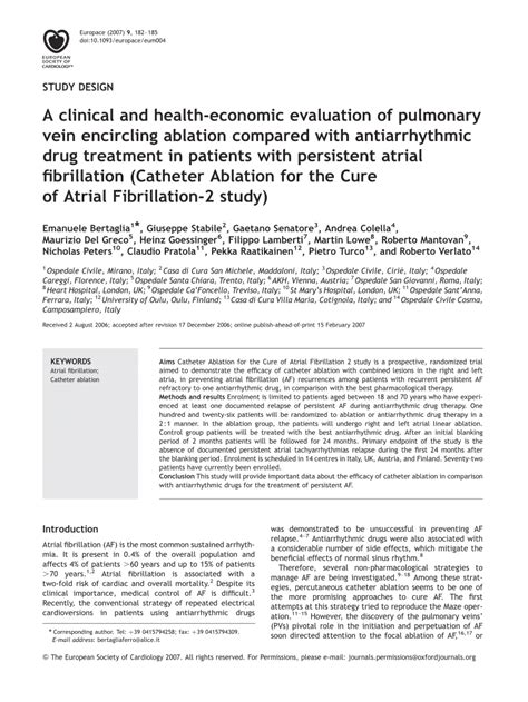 Pdf A Clinical And Health Economic Evaluation Of Pulmonary Vein Encircling Ablation Compared