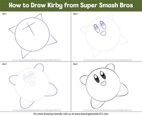 How To Draw Kirby From Super Smash Bros Super Smash Bros Step By Step