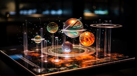 Augmented Reality Hologram Of Planets On Classroom Tablet Enhances