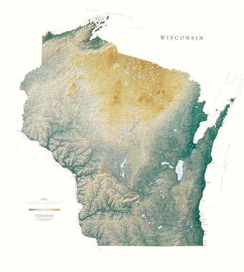 Wisconsin Topographical Wall Map By Raven Maps 47 X 43 Geomart