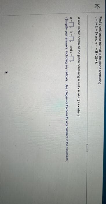 Solved Find A Unit Vector Normal To The Plane Containing Chegg
