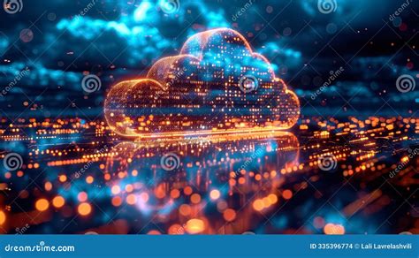 Cloud Computing Concept Showcasing File Upload And Storage Symbols Representing Business