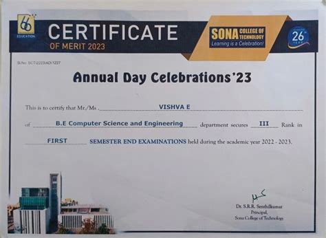 Vishva E On Linkedin Academicexcellence Certificateofmerit