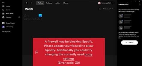 A Firewall May Be Blocking Spotify Error Code 30