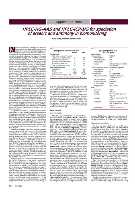 Pdf Hplc Hg Aas And Hplc Icp Ms For Speciation Of Arsenic And
