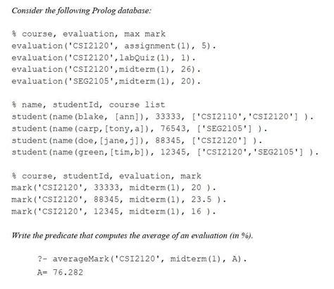 solved consider the following prolog database course