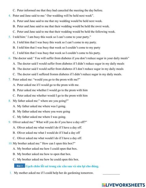 Grade Direct Speech Indirect Speech Worksheet Live 42 Off