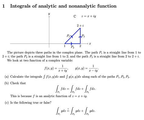 Solved 1 Integrals Of Analytic And Nonanalytic Function The
