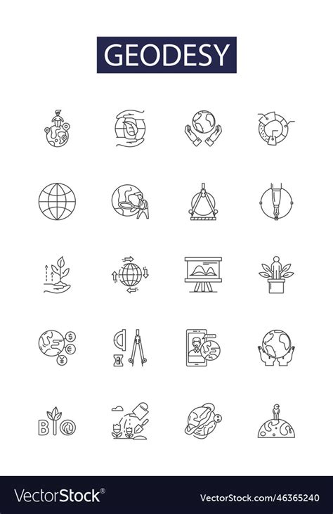 Geodesy Line Icons And Signs Geodetics Royalty Free Vector