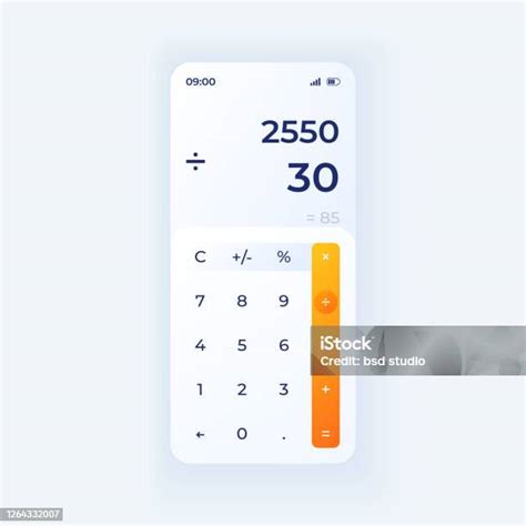 Aplikasi Kalkulator Aplikasi Antarmuka Smartphone Vektor Template Ilustrasi Stok Unduh Gambar