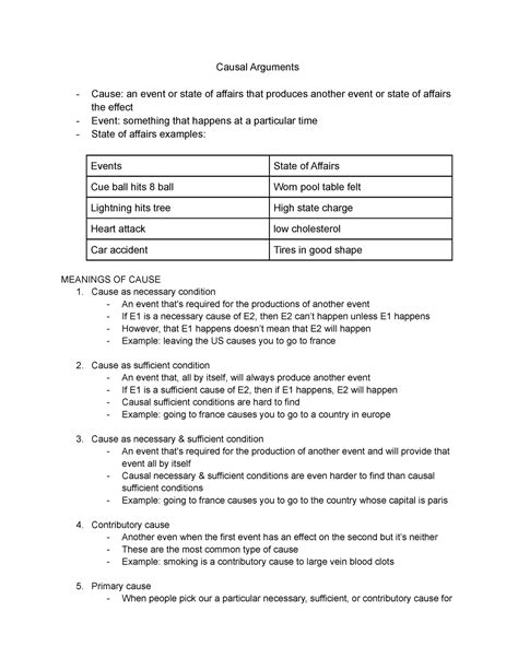 Chapter Causal Arguments Causal Arguments Cause An Event Or State Of Affairs That