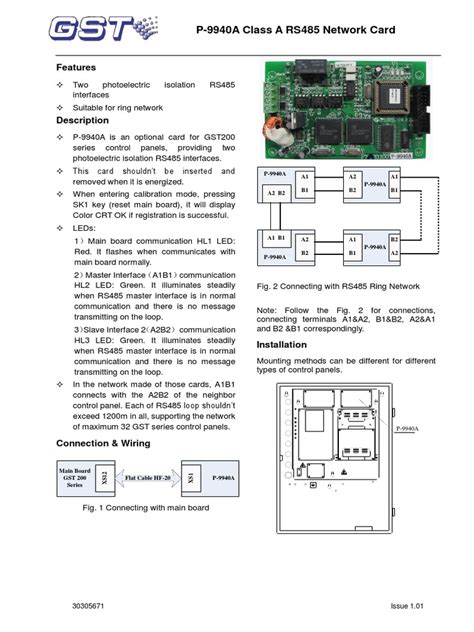 P 9940a Class A Rs485 Network Card Issue1 01 Pdf Computer Network Manufactured Goods