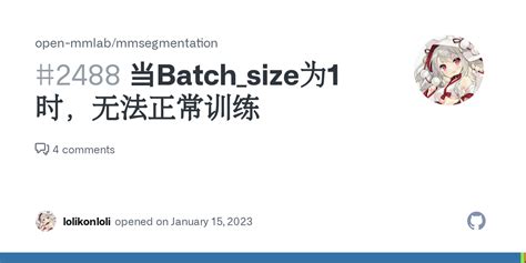 当batchsize为1时，无法正常训练 · Issue 2488 · Open Mmlabmmsegmentation · Github