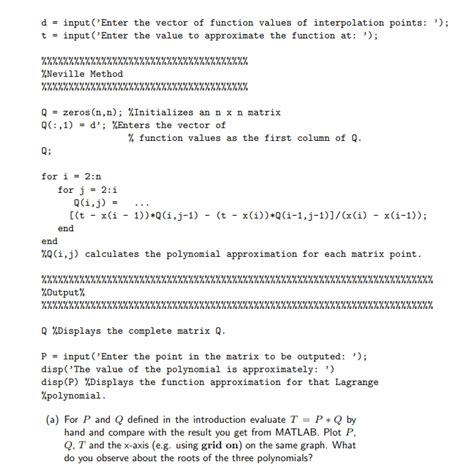 Solved Lagrange Polynomial Algorithm By Neville
