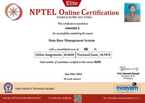 Nptel Iitkharagpur Databasemanagement Kishore S