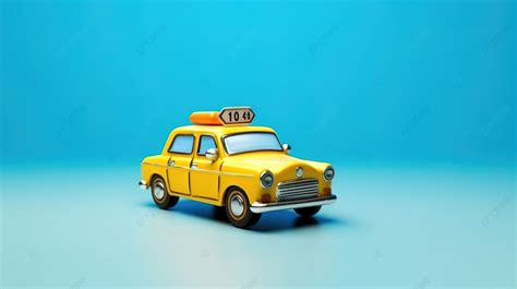 생생한 파란색 배경에 택시 표지판이 있는 장난기 가득한 만화 장난감 자동차 3d 렌더링 택시 자동차 택시 서비스 배경 일러스트 및 사진 무료 다운로드 Pngtree