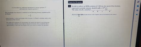 Solved Numerical ResponseUse The Following Additional Chegg