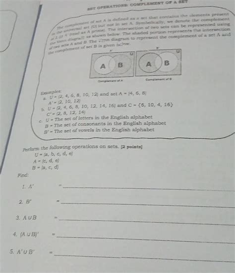 Set Operations Complement Of A Set The Studyx