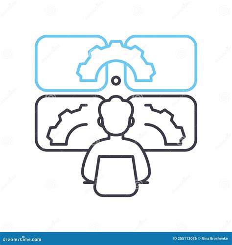 Remote Monitoring Line Icon Outline Symbol Vector Illustration Concept Sign Stock Vector
