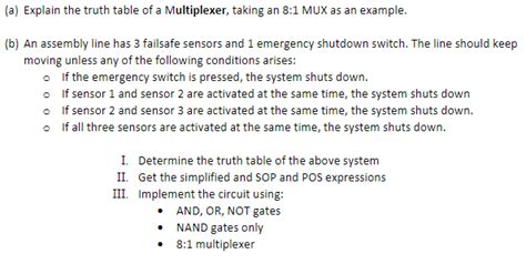 Solved A Explain The Truth Table Of A Multiplexer Taking Chegg Com