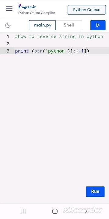 One Line Code Of Python To Reverse String 🤞shorts Python Programming Youtube