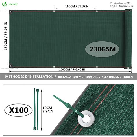 Vounot 1 5×20m Privacy Netting 230 G M² Garden Screening Shading Net Green Vounotuk