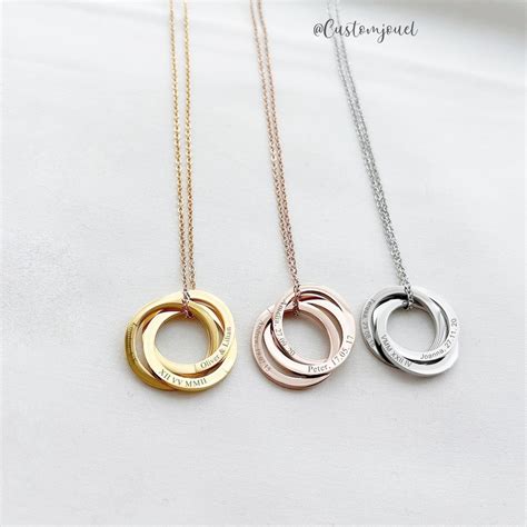 Multiple Linked Ring Necklace Two Three Four Five Interlocking Circle
