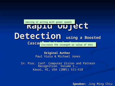 Ppt Rapid Object Detection Using A Boosted Cascade Of Simple Features