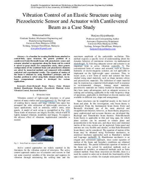 Pdf Vibration Control Of An Elastic Structure Using Piezoelectric Sensor And Actuator With