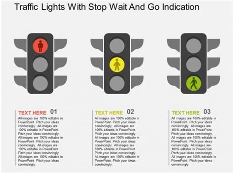 Traffic Lights With Stop Wait And Go Indication Flat Powerpoint Design