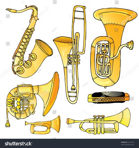 Music Instruments The Brass 2 Stock Vector Illustration 51318718