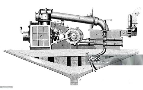 골동품 그림 응용 역학 증기 구동 기계 선박 엔진 프로펠러 나선 및 휠 19세기에 대한 스톡 벡터 아트 및 기타 이미지 19세기 19세기 스타일 강철 Istock