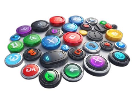 Les Boutons De Linterface Utilisateur Du Jeu Psd Sur Un Fond Blanc Psd Premium