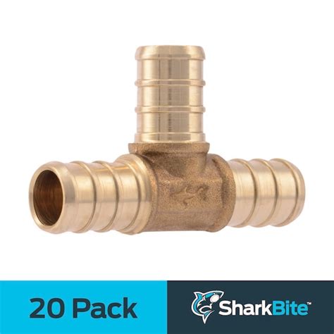 Sharkbite 12 In Pex Crimp Brass Tee 20 Pack Uc362lfz20 At