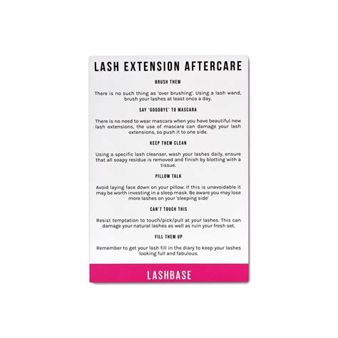 Lash Extension Aftercare Advice Leaflets Lashbase Inc