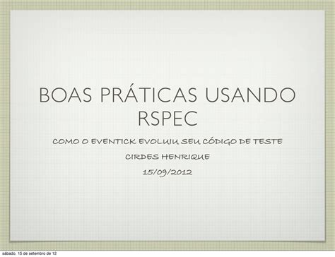 Boas Práticas Usando Rspec Speaker Deck