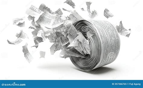 Shredded Paper Exploding From A Large Roll Isolated On White Background Stock Illustration