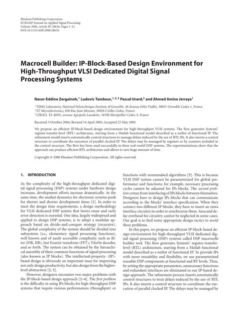 Pdf Macrocell Builder Ip Block Based Design Environment For High Throughput Vlsi Dedicated