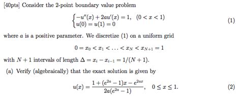Solved 40pts Consider The 2 Point Boundary Value Problem