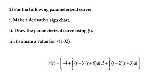 solved for the following parameterized curve make a