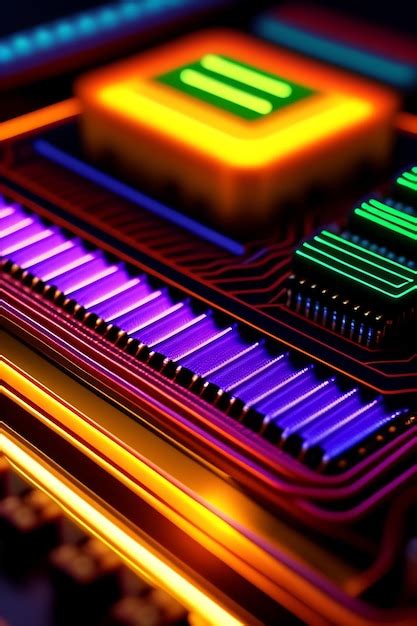 Premium Ai Image Electric Computer Circuit Board Interior Data Microchip Motherboard Ram