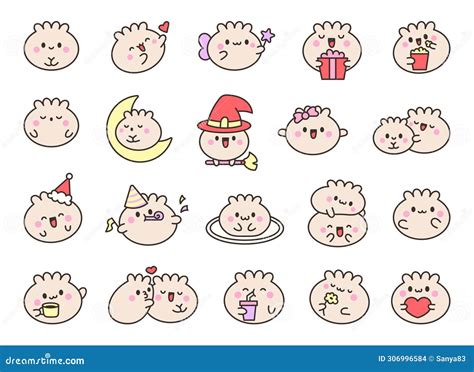 Cute Kawaii Smiling Dim Sum Stock Vector Illustration Of Face