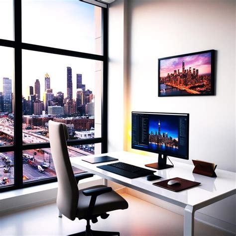 A Clutter Free Computer Desk Premium Ai Generated Image