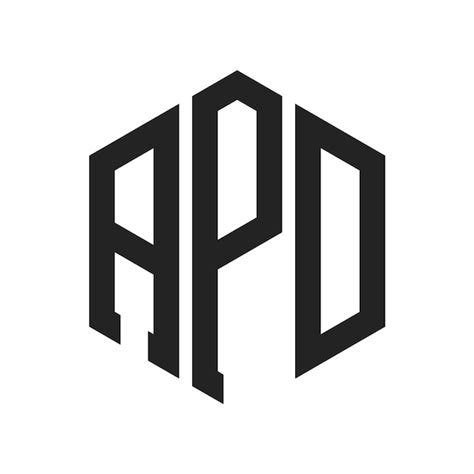 Apd 로고 디자인 초기 글자 Apd 모노그램 로고는 육각형 모양을 사용합니다 프리미엄 벡터