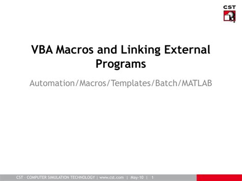Vba Macros And External Programs In Cst