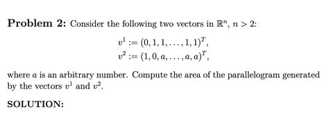 Solved Problem Consider The Following Two Vectors In Chegg Com
